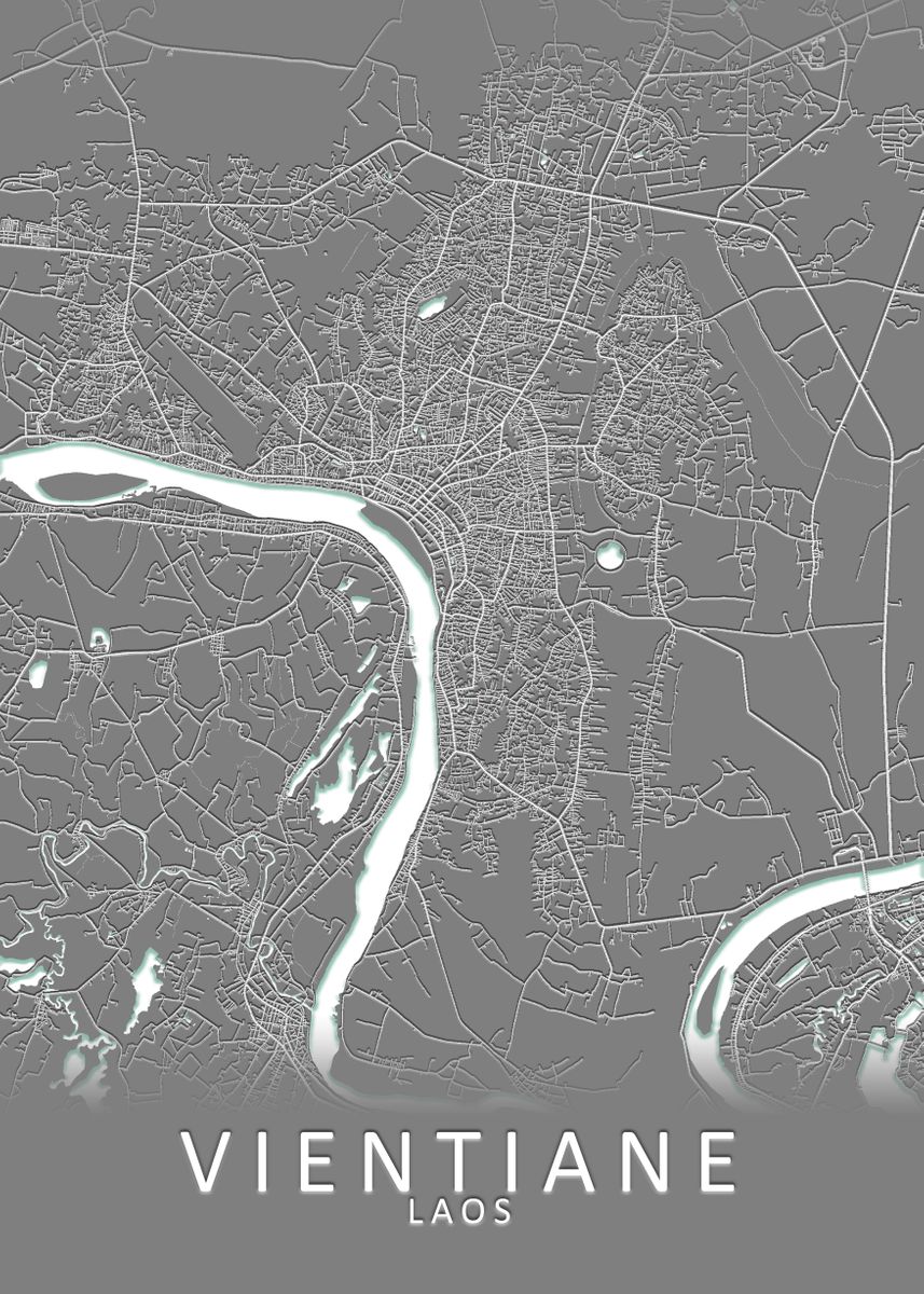 'Vientiane Laos City Map' Poster, picture, metal print, paint by City ...