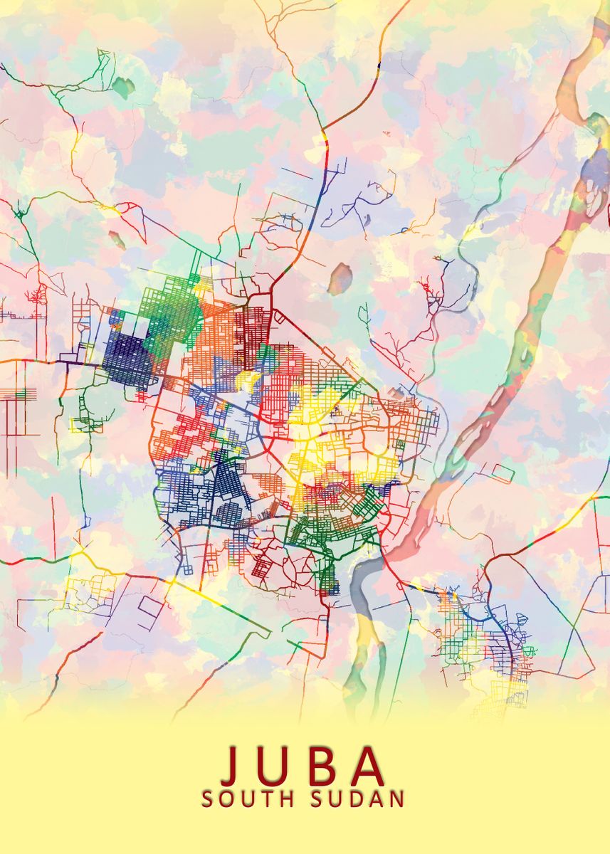 'Juba South Sudan City Map' Poster by City Map Art Prints | Displate