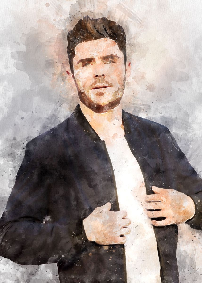 'Zac Efron' Poster, picture, metal print, paint by StuStu | Displate