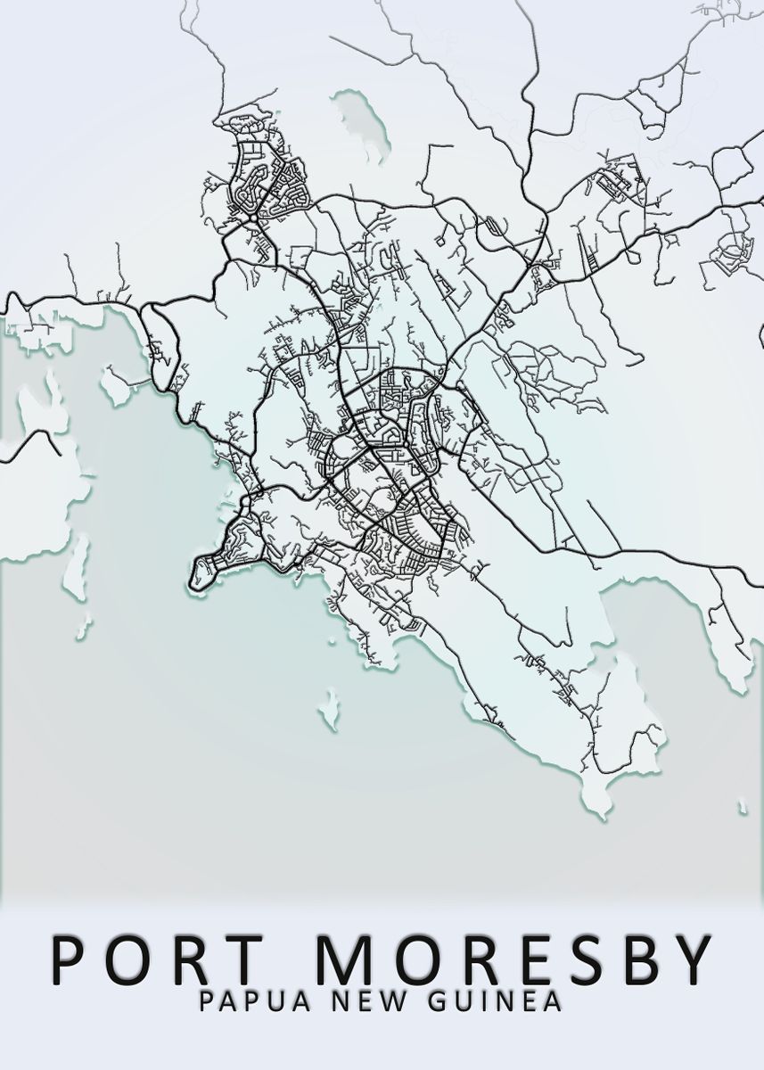 'Port Moresby City Map' Poster, picture, metal print, paint by City Map ...