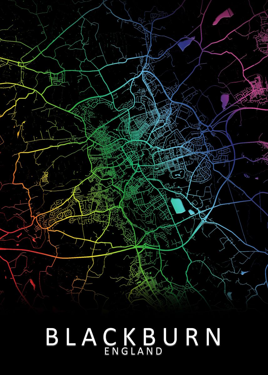 'Blackburn England City Map' Poster by City Map Art Prints | Displate