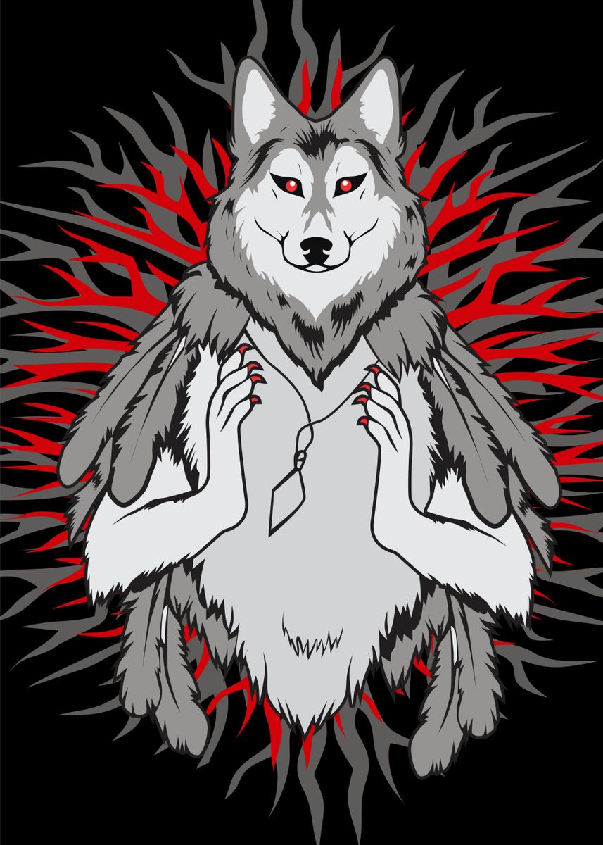 'flare wolf' Poster, picture, metal print, paint by M irfan | Displate