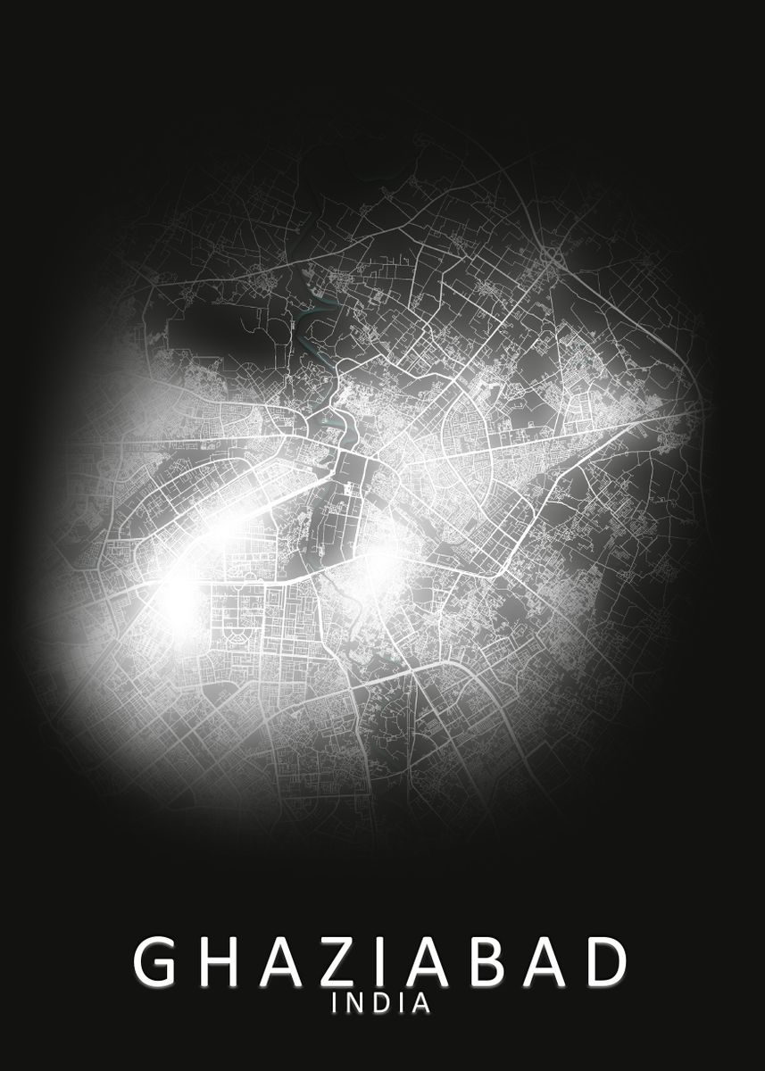 'Ghaziabad India City Map' Poster, picture, metal print, paint by City ...