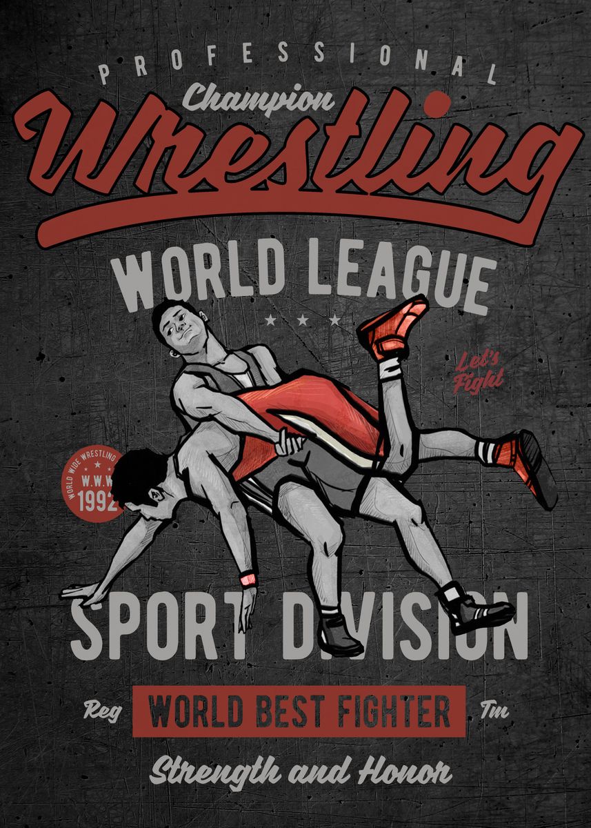 'Wrestling Champ' Poster, picture, metal print, paint by М Dam | Displate