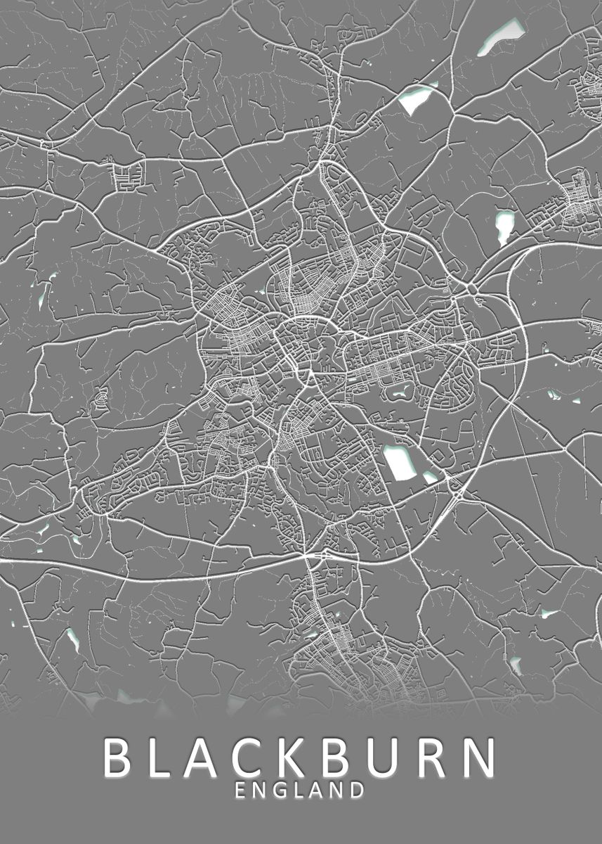 'Blackburn England City Map' Poster by City Map Art Prints | Displate