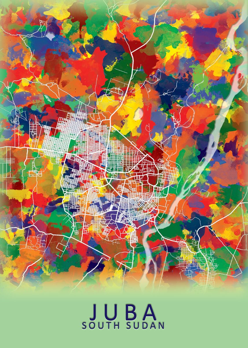 'Juba South Sudan City Map' Poster, picture, metal print, paint by City ...
