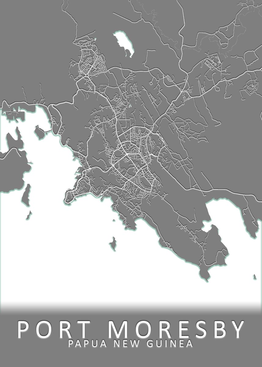 'Port Moresby City Map' Poster, picture, metal print, paint by City Map ...