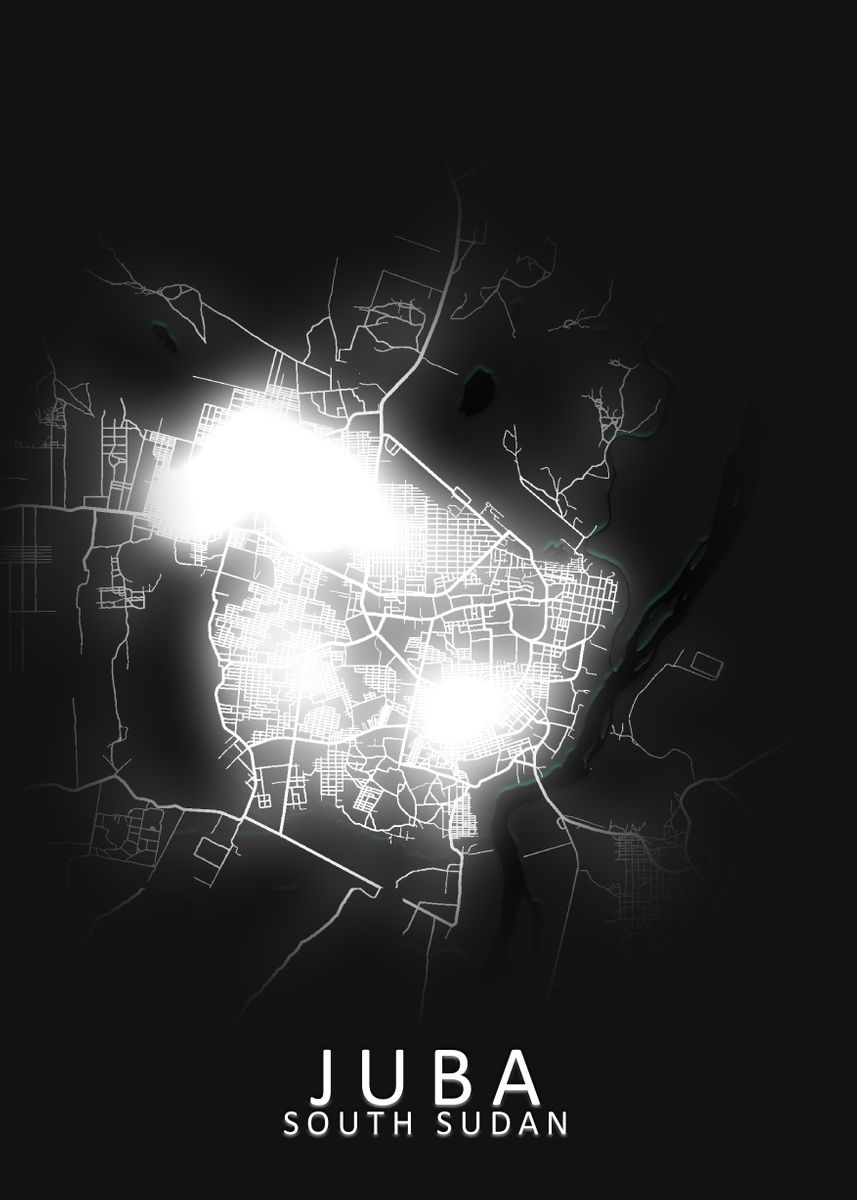 'Juba South Sudan City Map' Poster, picture, metal print, paint by City ...