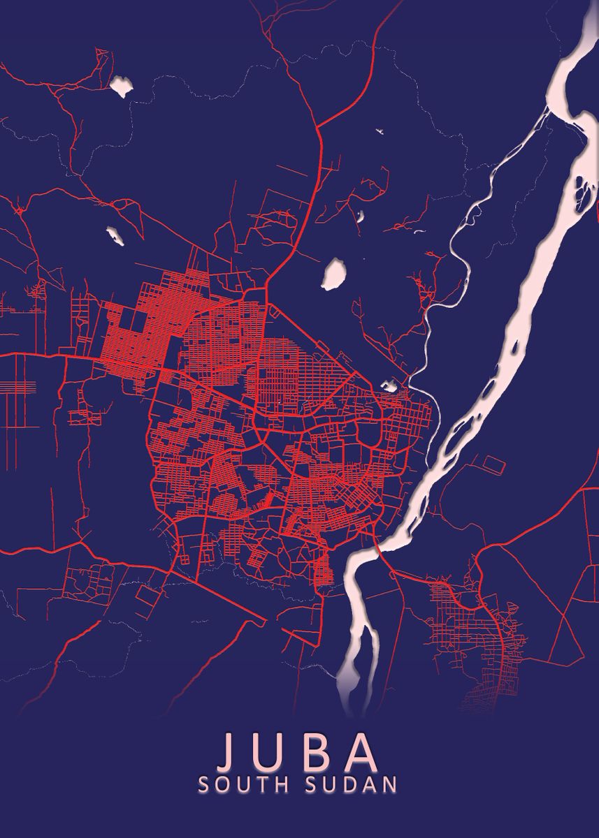 'Juba South Sudan City Map' Poster by City Map Art Prints | Displate