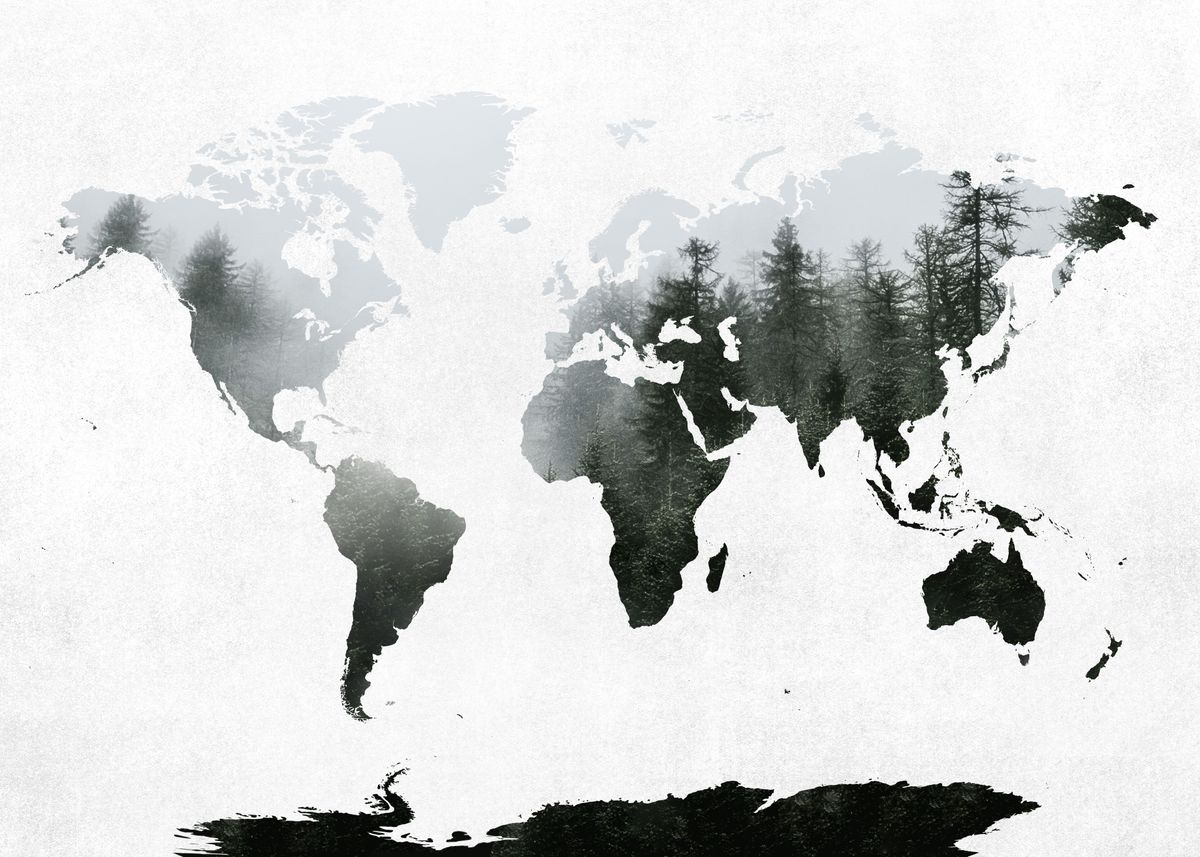 'World Map Forest 2' Poster by Alex Collections | Displate