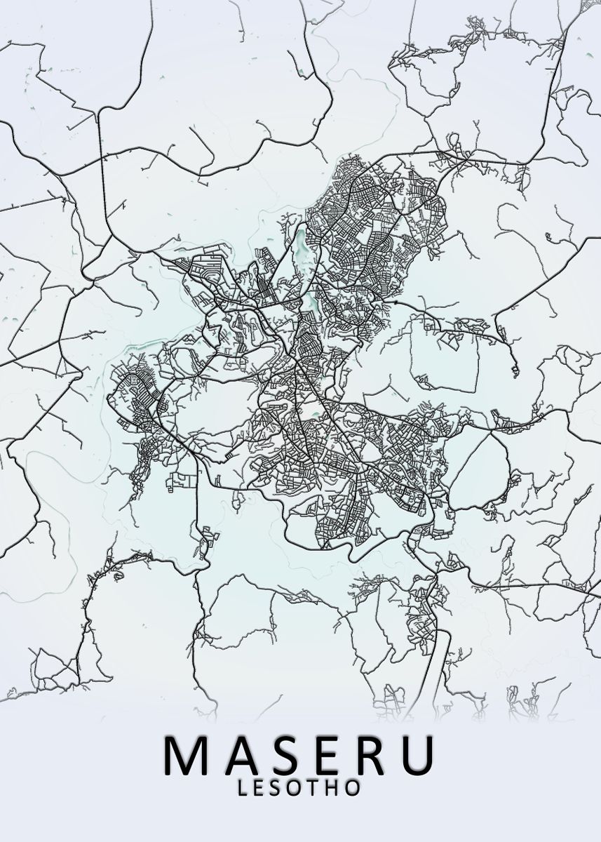'Maseru Lesotho City Map' Poster by City Map Art Prints | Displate