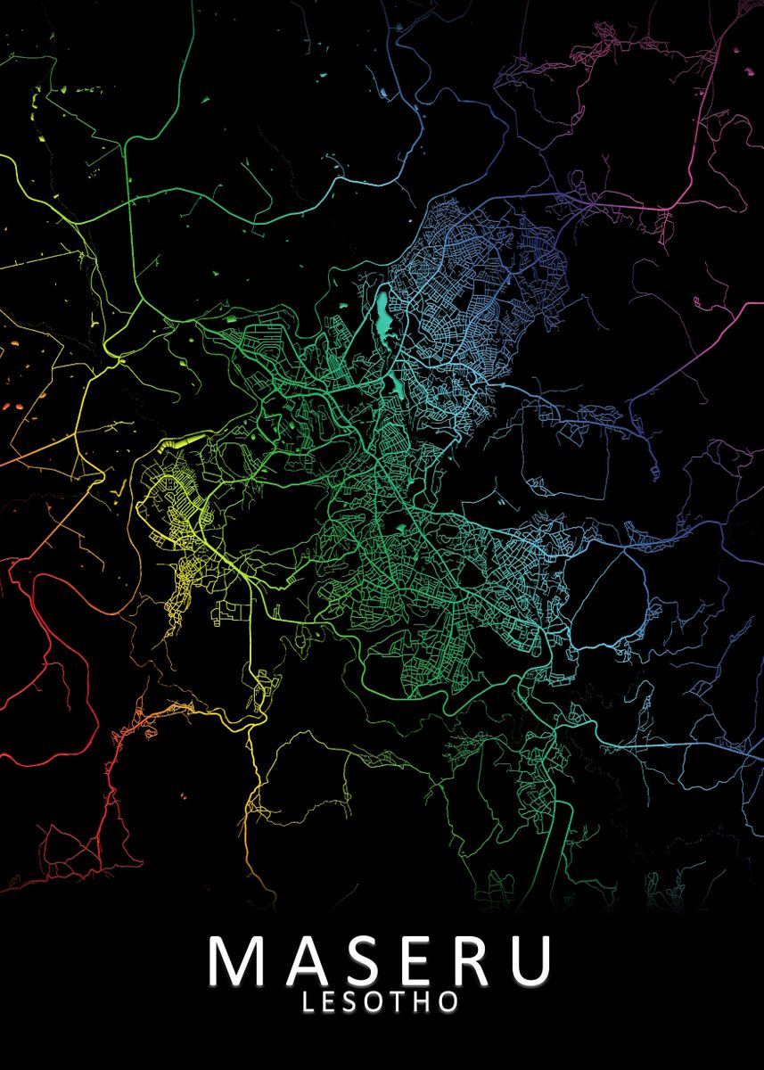 'Maseru Lesotho City Map' Poster by City Map Art Prints | Displate