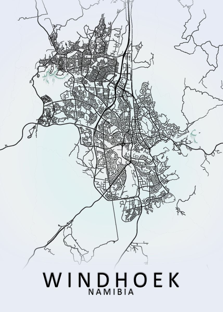 'Windhoek Namibia City Map' Poster by City Map Art Prints | Displate