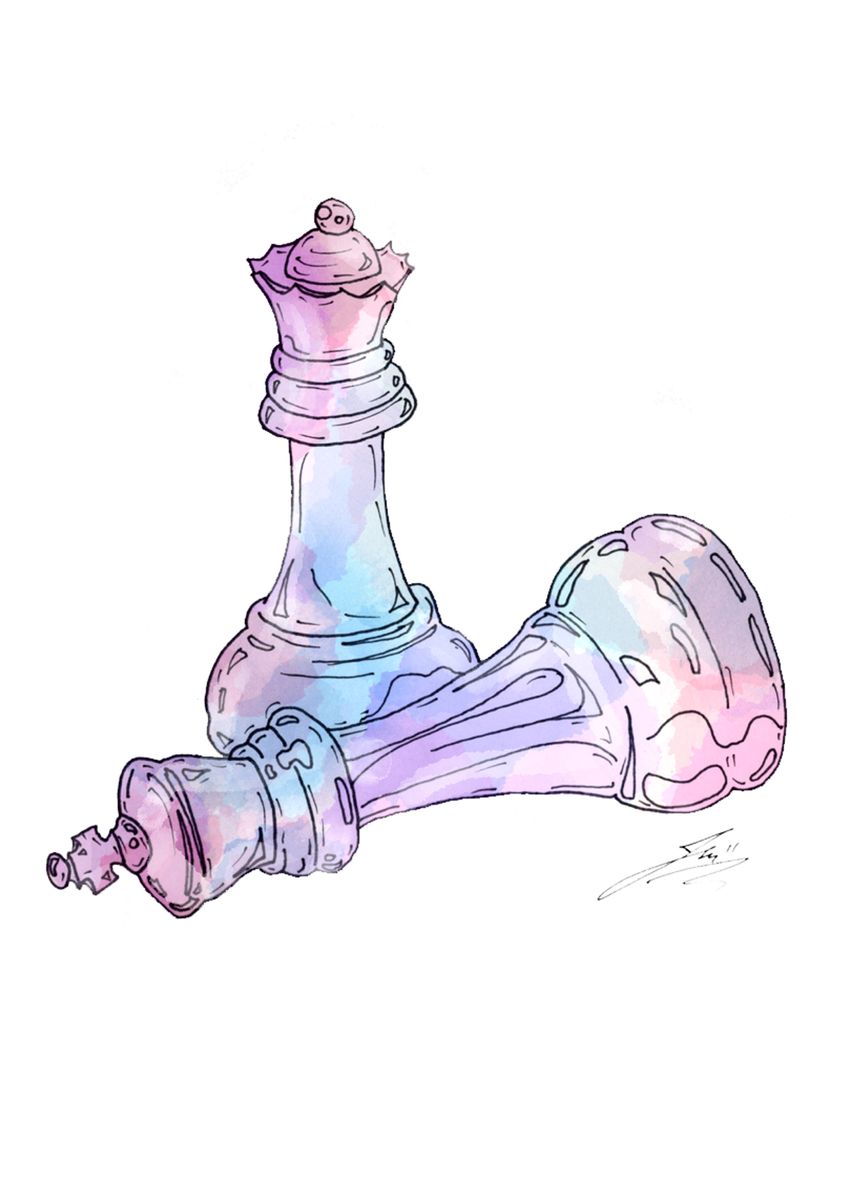 'Watercolour Checkmate ' Poster, picture, metal print, paint by James ...
