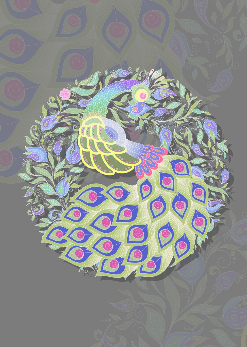 'FP002 Pop Peacock' Poster, picture, metal print, paint by Keiji ...