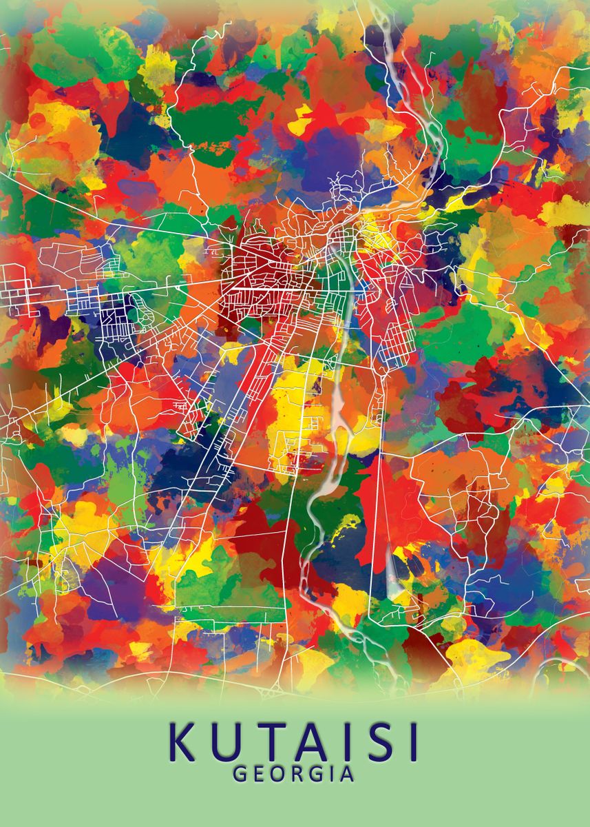 'Kutaisi Georgia City Map' Poster by City Map Art Prints | Displate