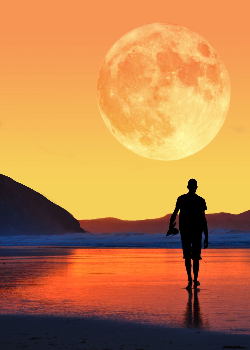 'Lunar sunset' Poster, picture, metal print, paint by Julia Moreno ...