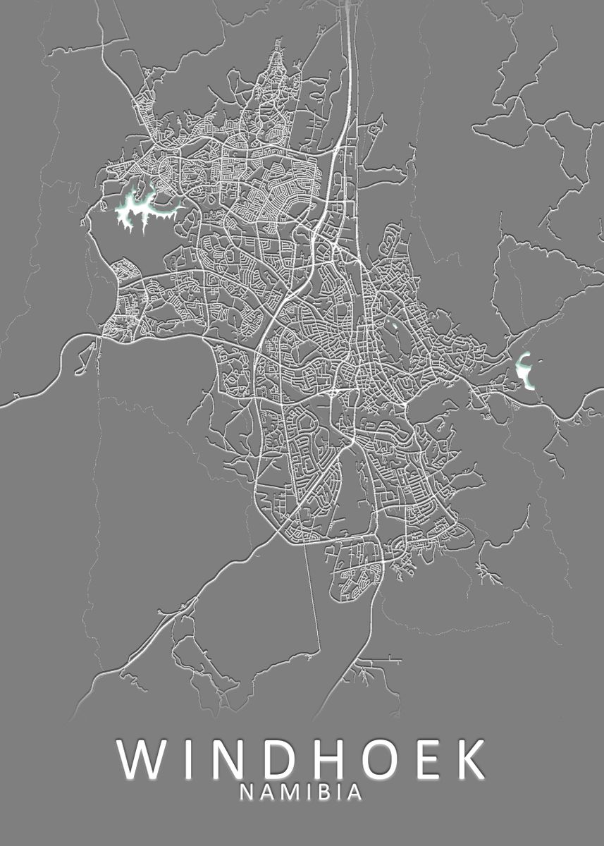 'Windhoek Namibia City Map' Poster, picture, metal print, paint by City ...