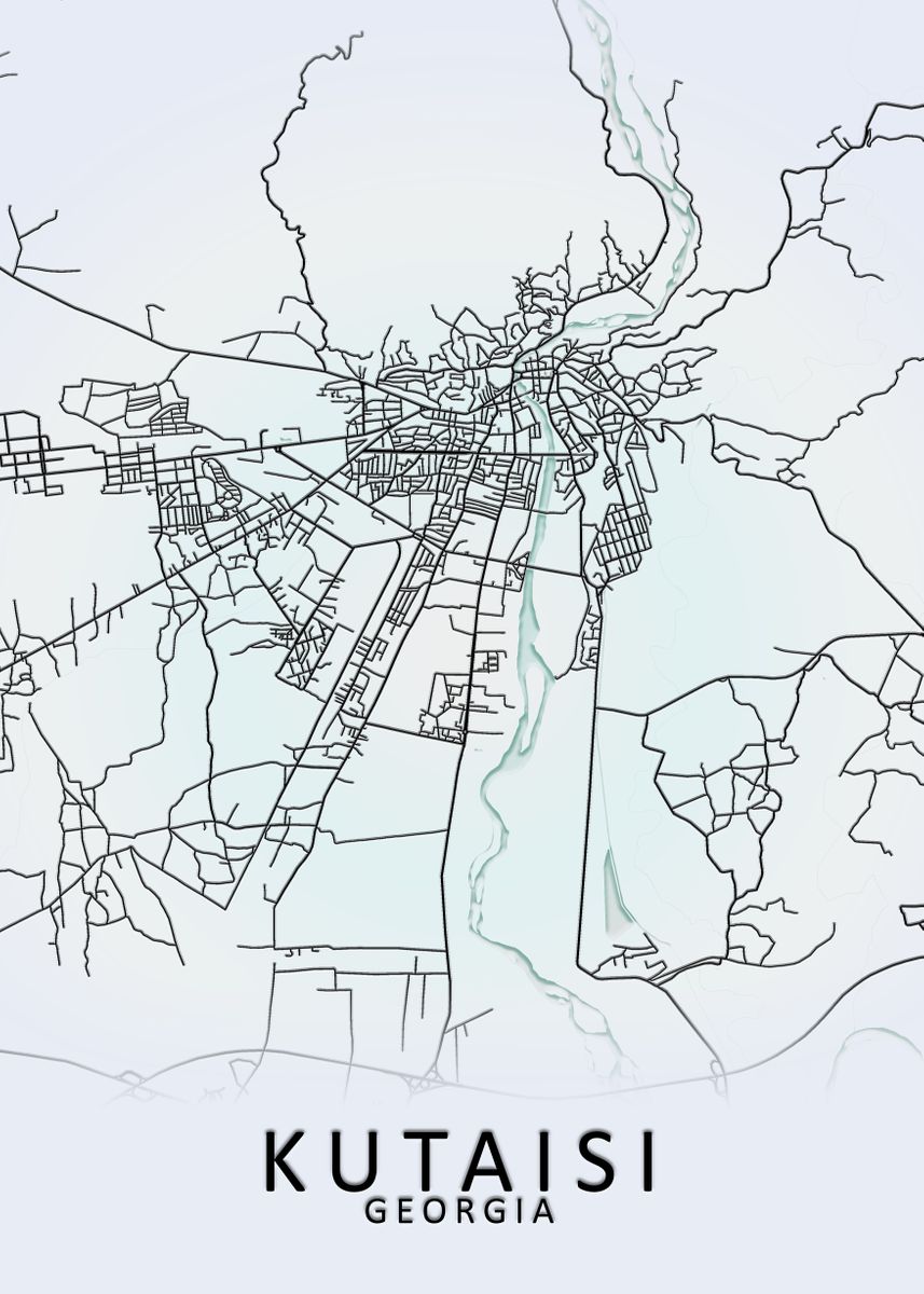 'Kutaisi Georgia City Map' Poster, picture, metal print, paint by City ...