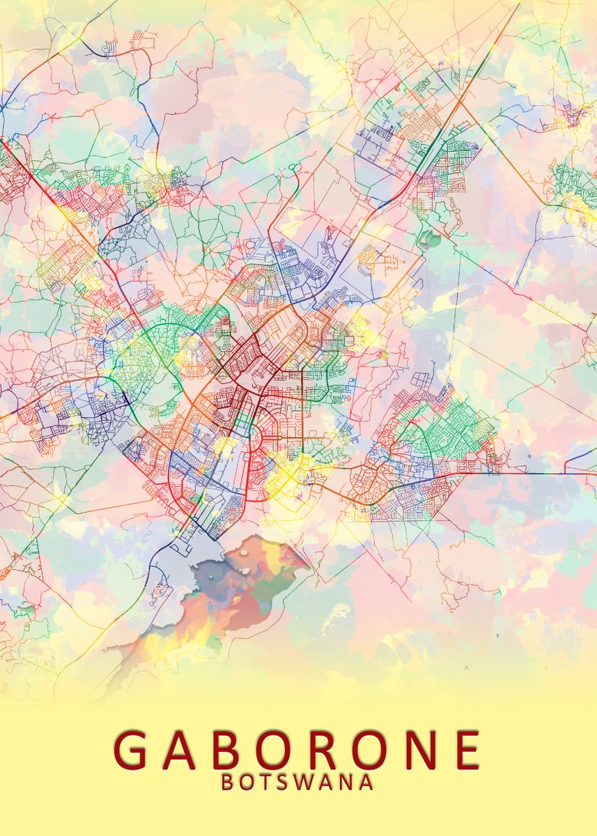 'Gaborone Botswana City Map' Poster by City Map Art Prints | Displate