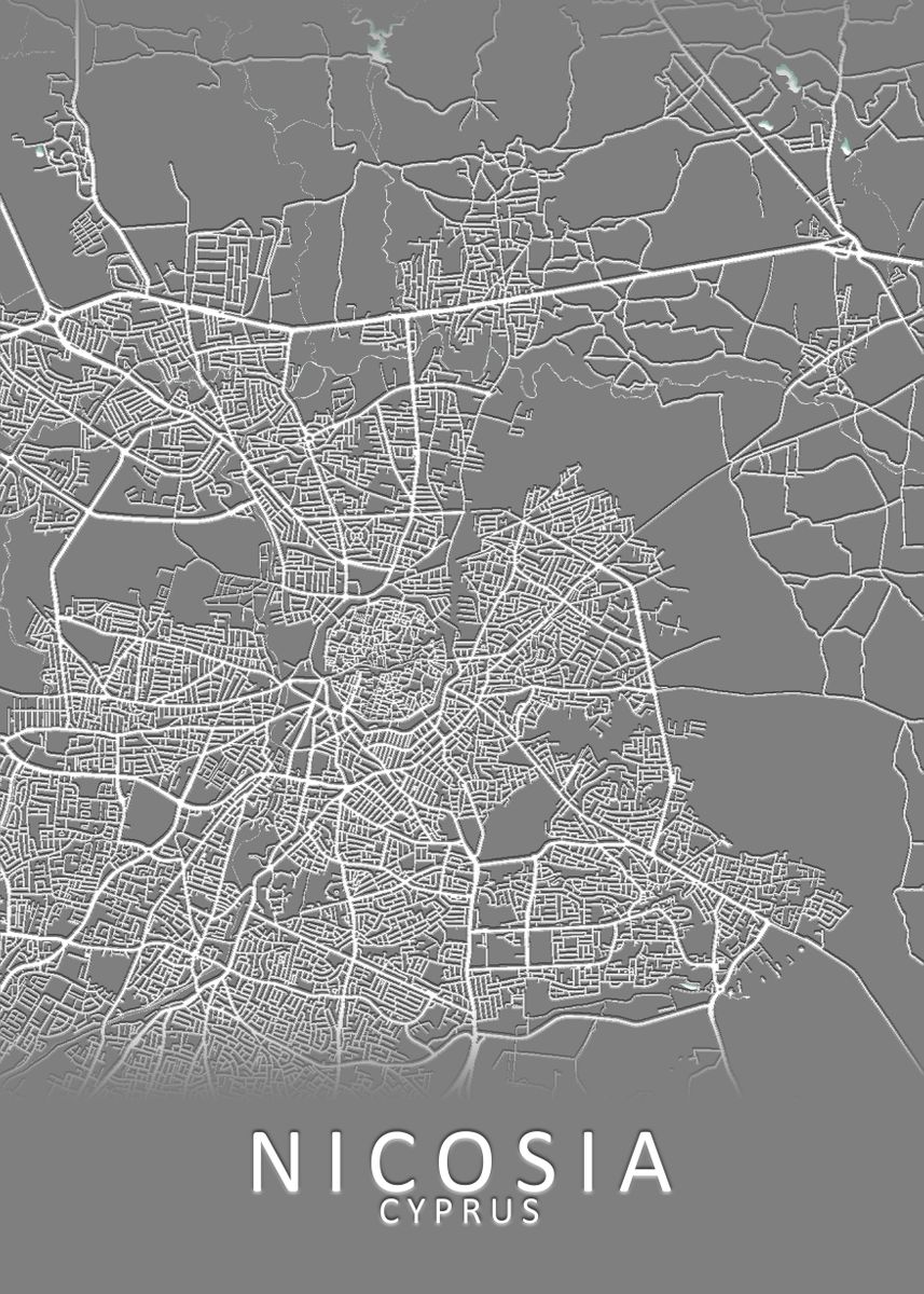 'Nicosia Cyprus City Map' Poster by City Map Art Prints | Displate