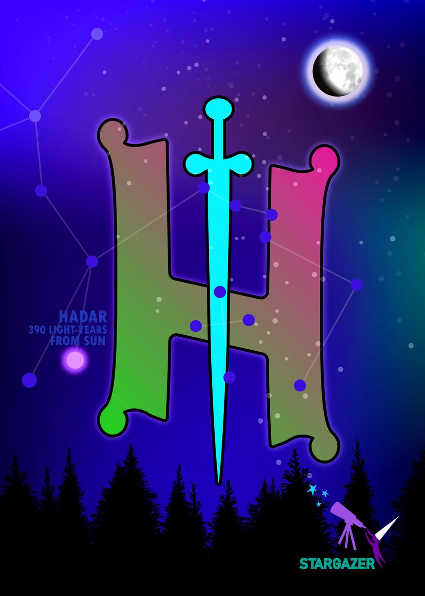 'Stargazer H Hadar' Poster, picture, metal print, paint by Mat Designs ...