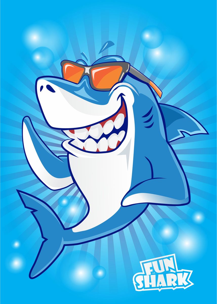 'funky shark' Poster, picture, metal print, paint by M irfan | Displate
