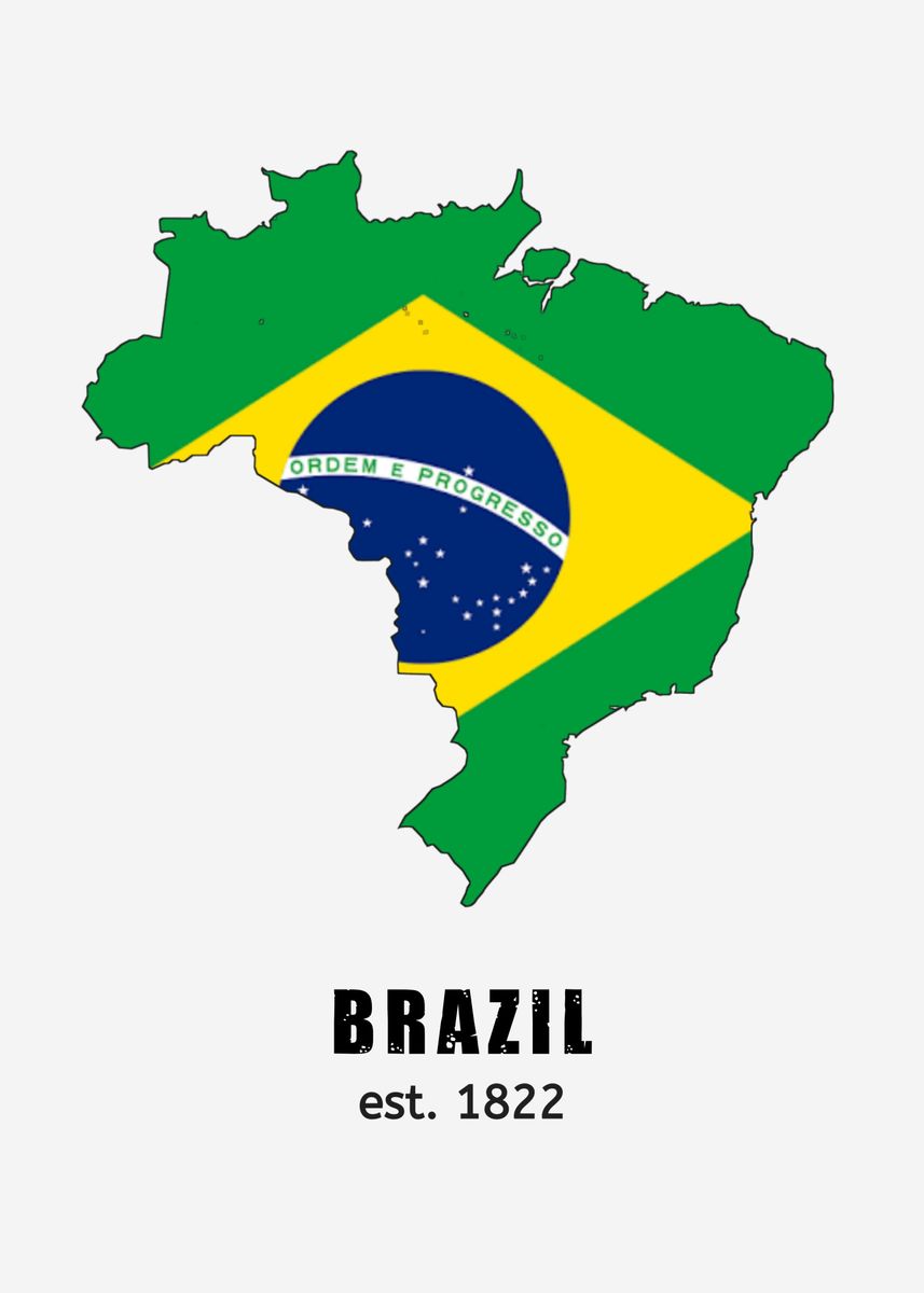 'Map of Brazil' Poster, picture, metal print, paint by Miracle Studio ...