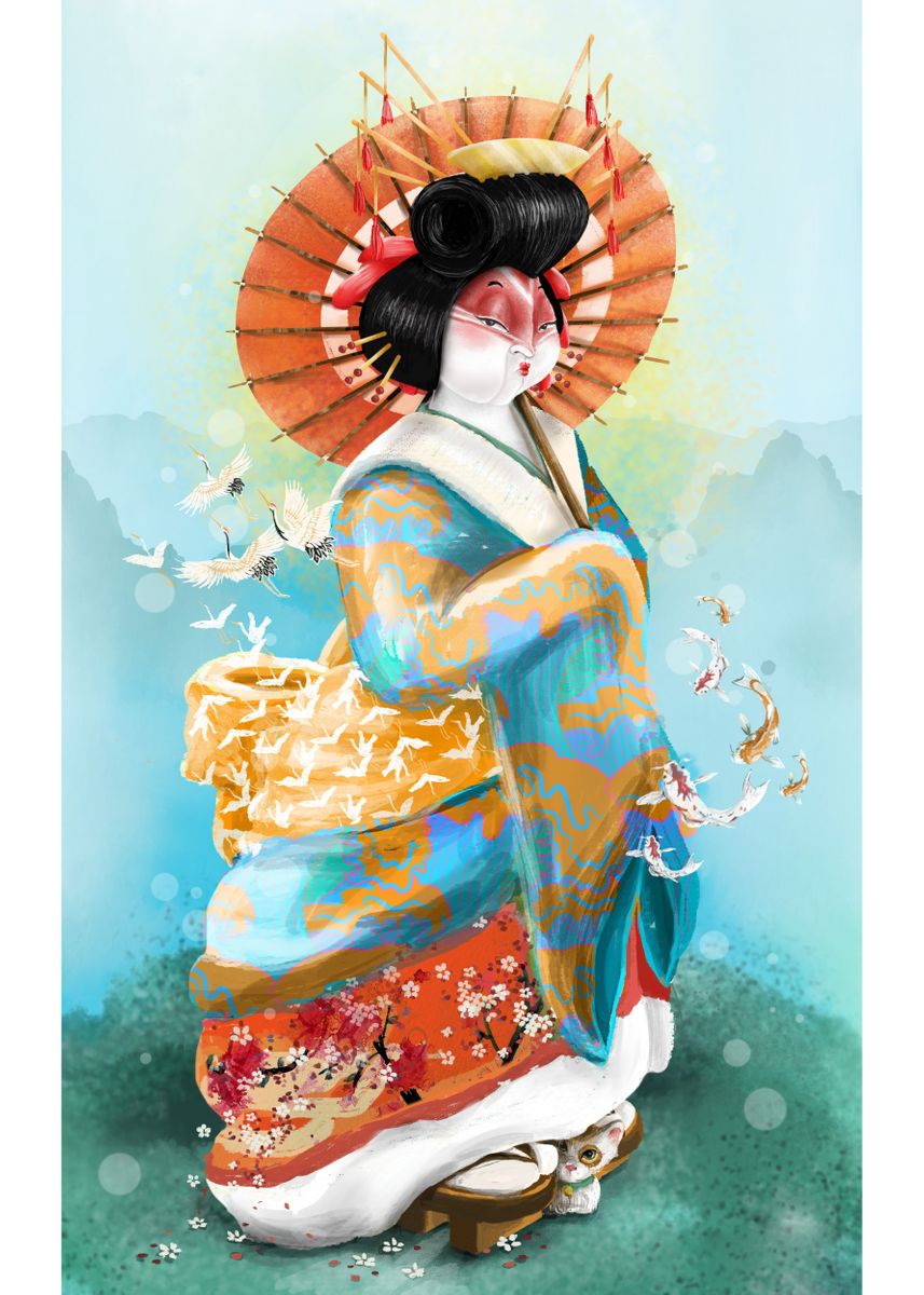 'Kabuki' Poster, picture, metal print, paint by Ivanka BB | Displate