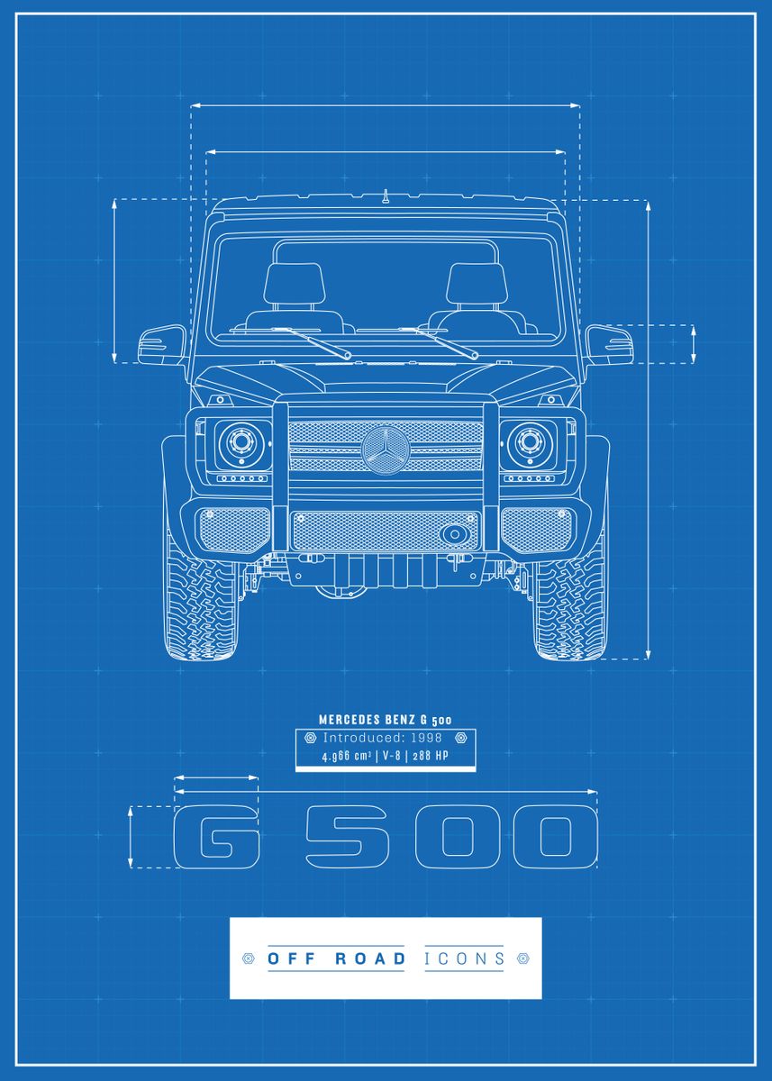 'G500 Blueprint' Poster by Off Road Icons Design | Displate