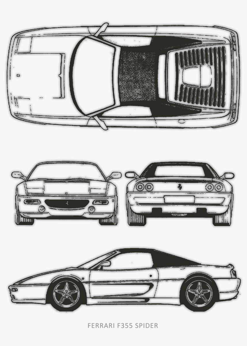 'Ferrari F355 Spider ' Poster, picture, metal print, paint by City Map ...