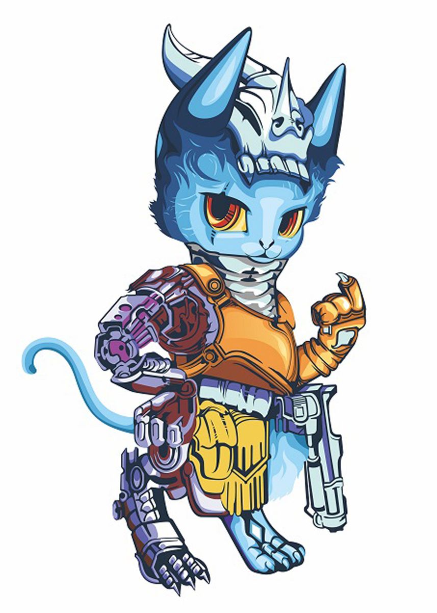 'Fighter Cat' Poster, picture, metal print, paint by mahendra mey ...