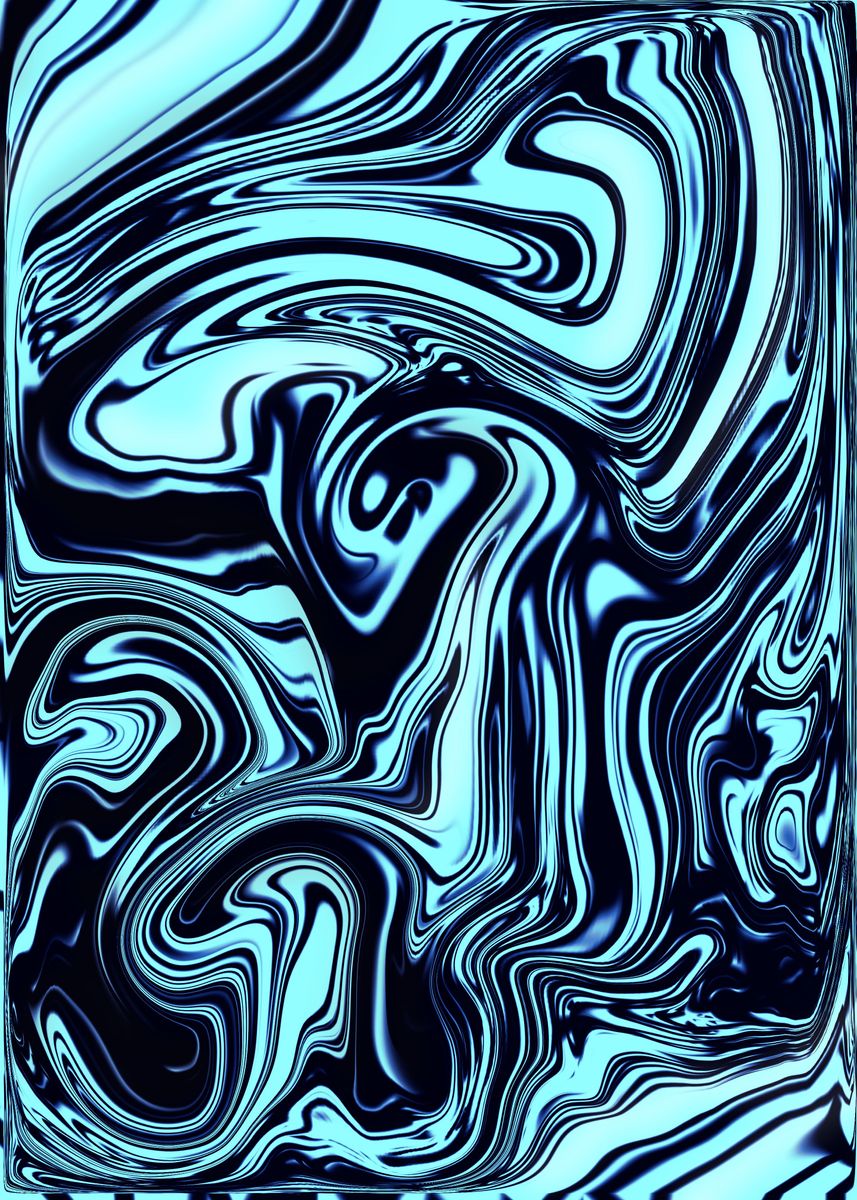 'Liquid Blue' Poster, picture, metal print, paint by Ricksstims | Displate