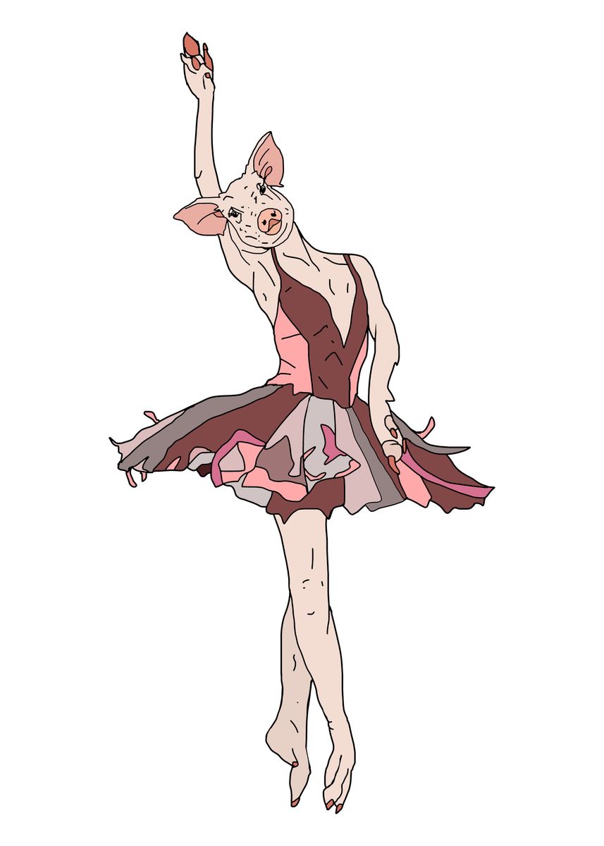 'Pig Dancer' Poster, picture, metal print, paint by Notsniw Art | Displate