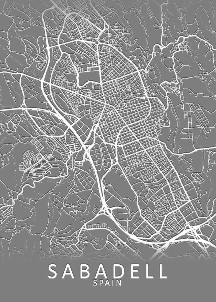 'Sabadell Spain City Map' Poster, picture, metal print, paint by City ...