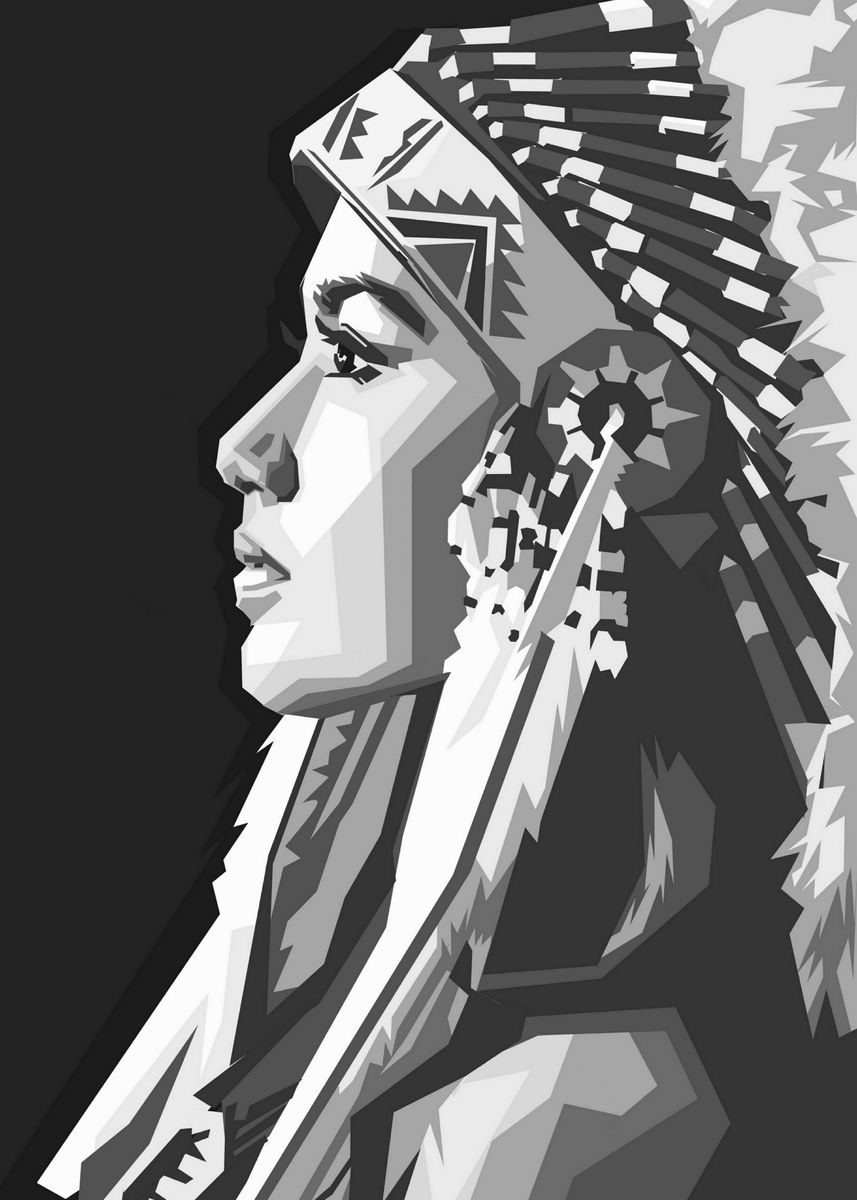 'apache girl grayscale' Poster, picture, metal print, paint by Fajar ...
