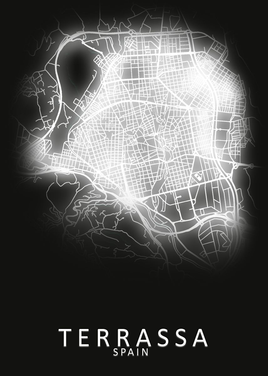 'Terrassa Spain City Map' Poster, picture, metal print, paint by City ...