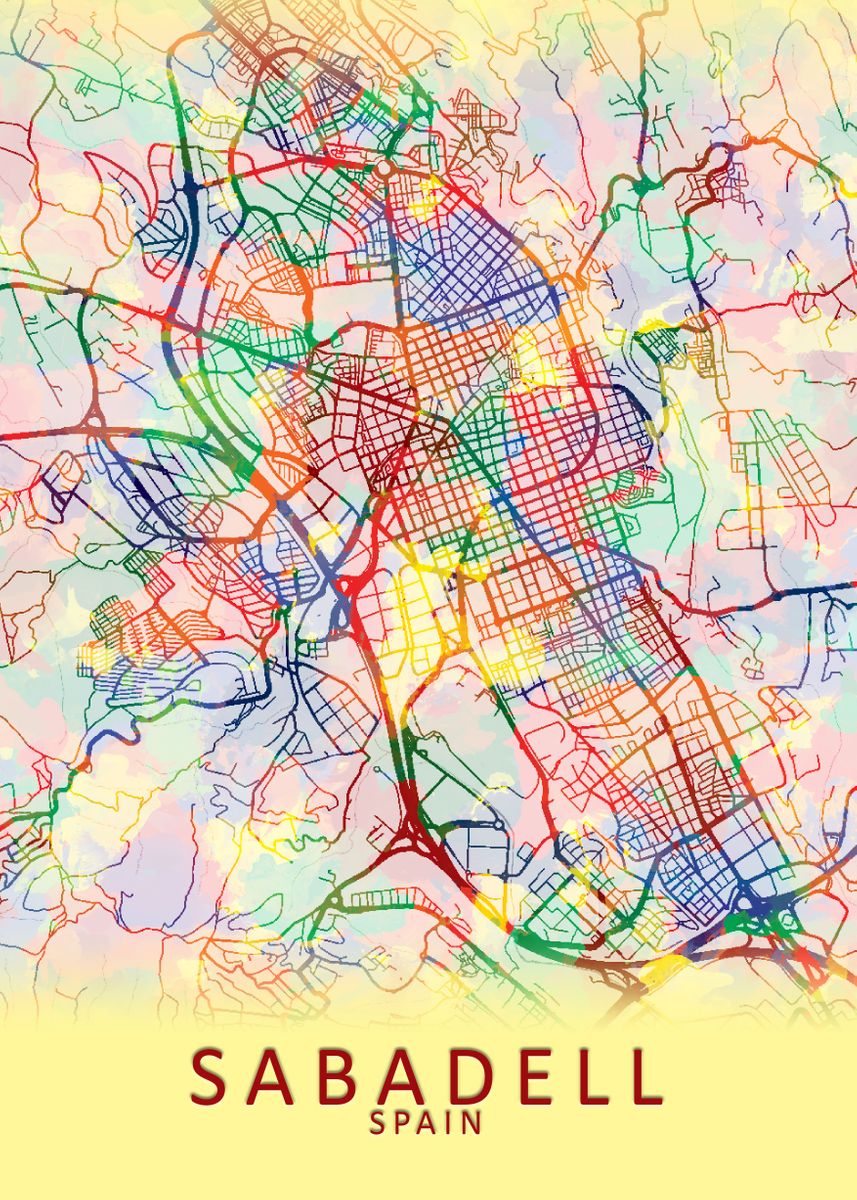 'Sabadell Spain City Map' Poster, picture, metal print, paint by City ...