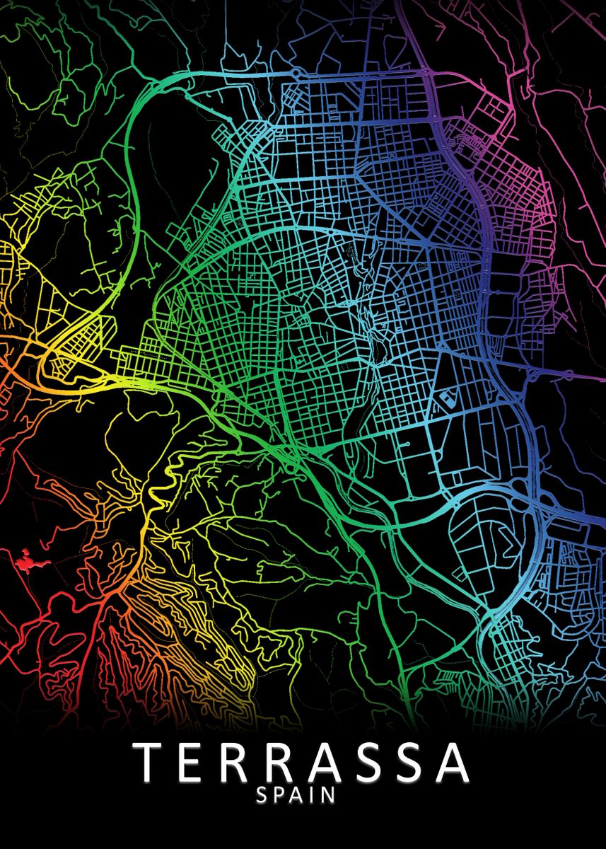 'Terrassa Spain City Map' Poster, picture, metal print, paint by City ...