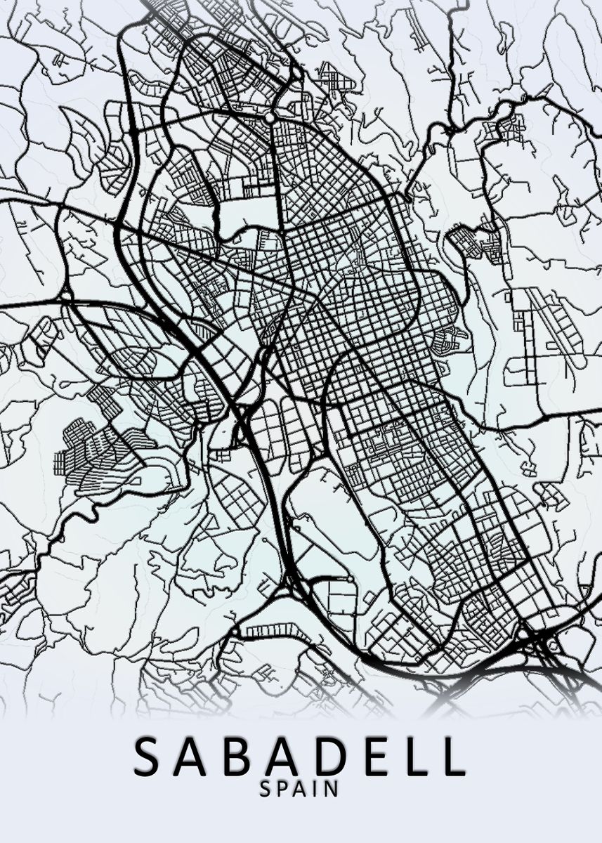 'Sabadell Spain City Map' Poster, picture, metal print, paint by City ...