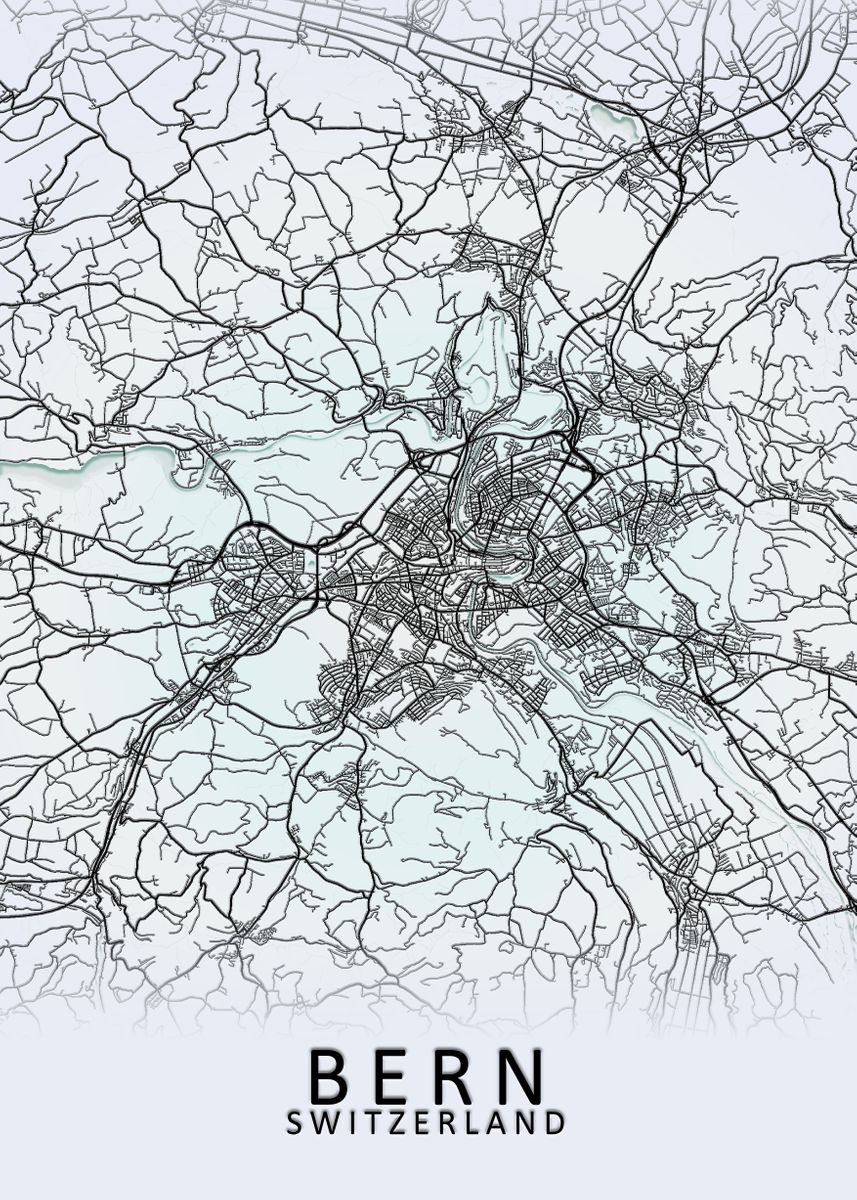 'Bern Switzerland City Map' Poster, picture, metal print, paint by City ...
