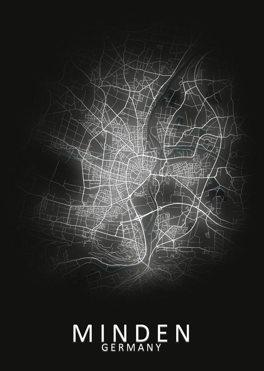 'Minden Germany City Map' Poster, picture, metal print, paint by City ...