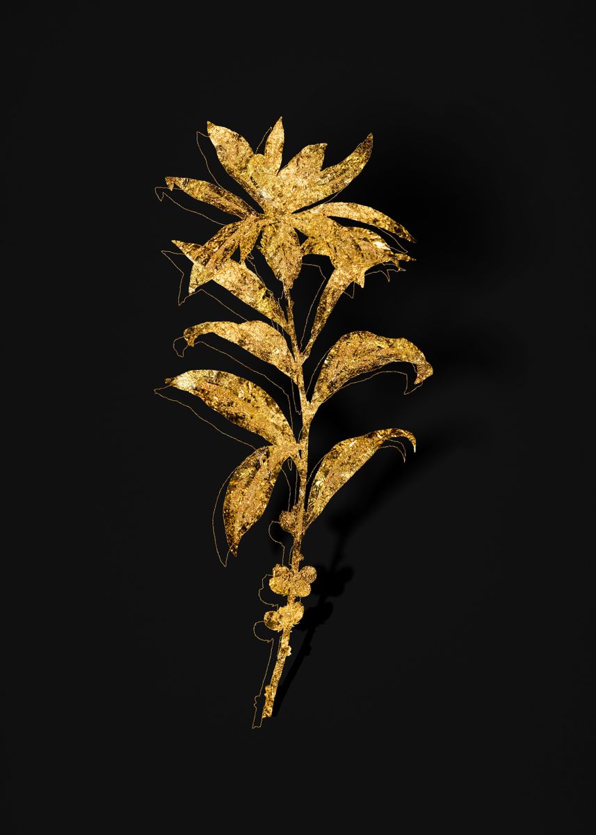 'Gold Flora on Black' Poster, picture, metal print, paint by Holy Rock ...