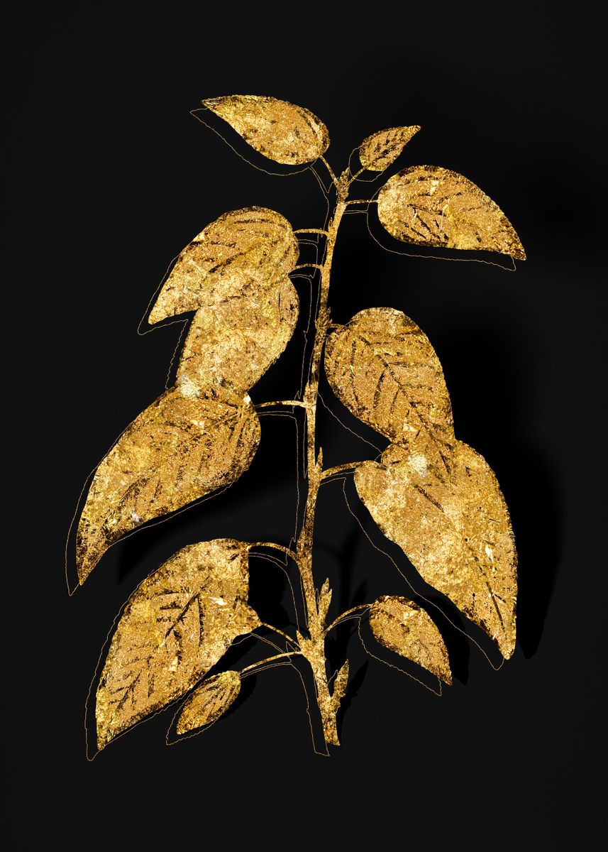 'Gold Flora on Black' Poster, picture, metal print, paint by Holy Rock ...