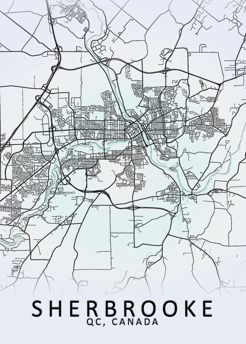 'Sherbrooke Canada City Map' Poster, picture, metal print, paint by ...