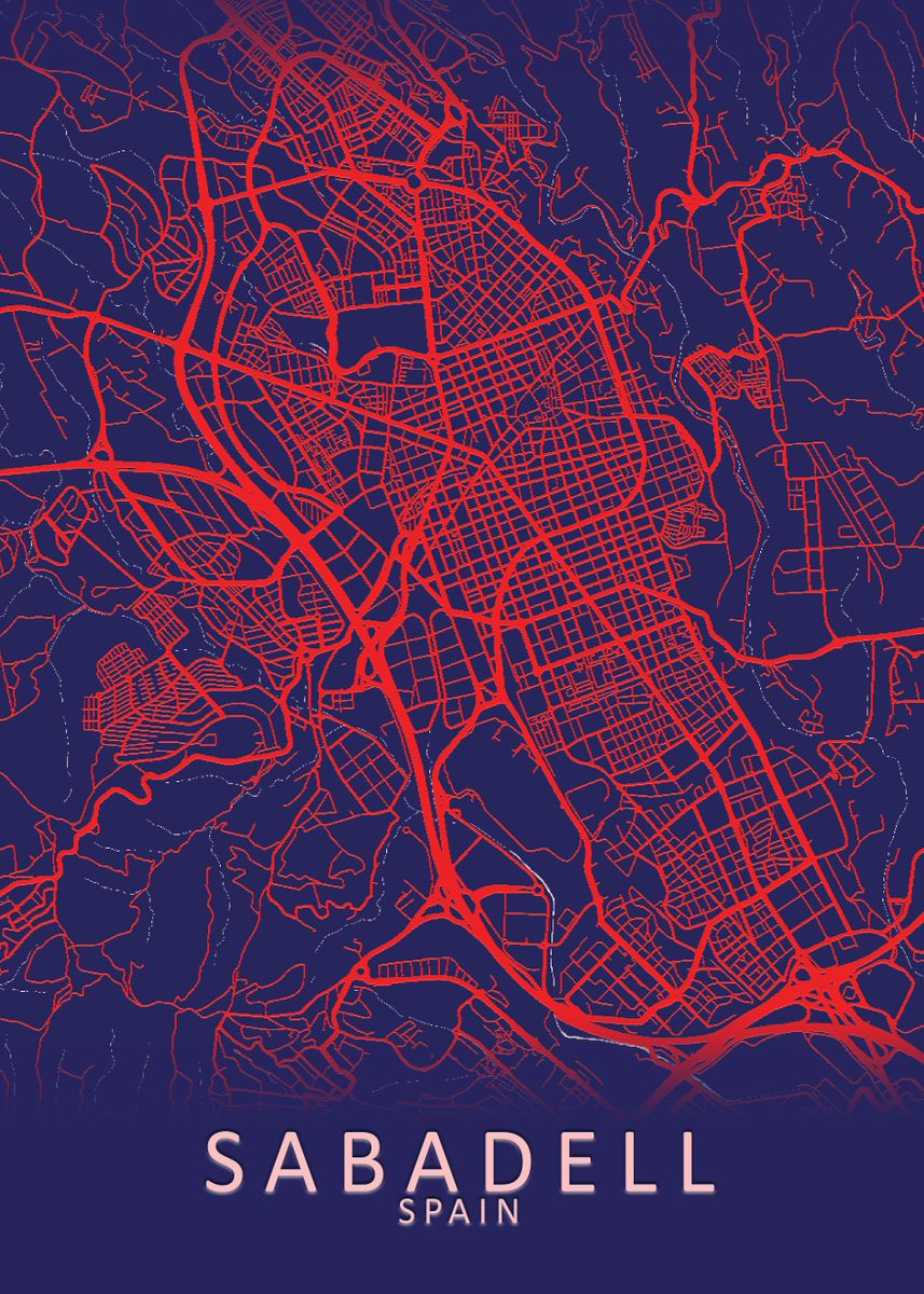 'Sabadell Spain City Map' Poster, picture, metal print, paint by City ...