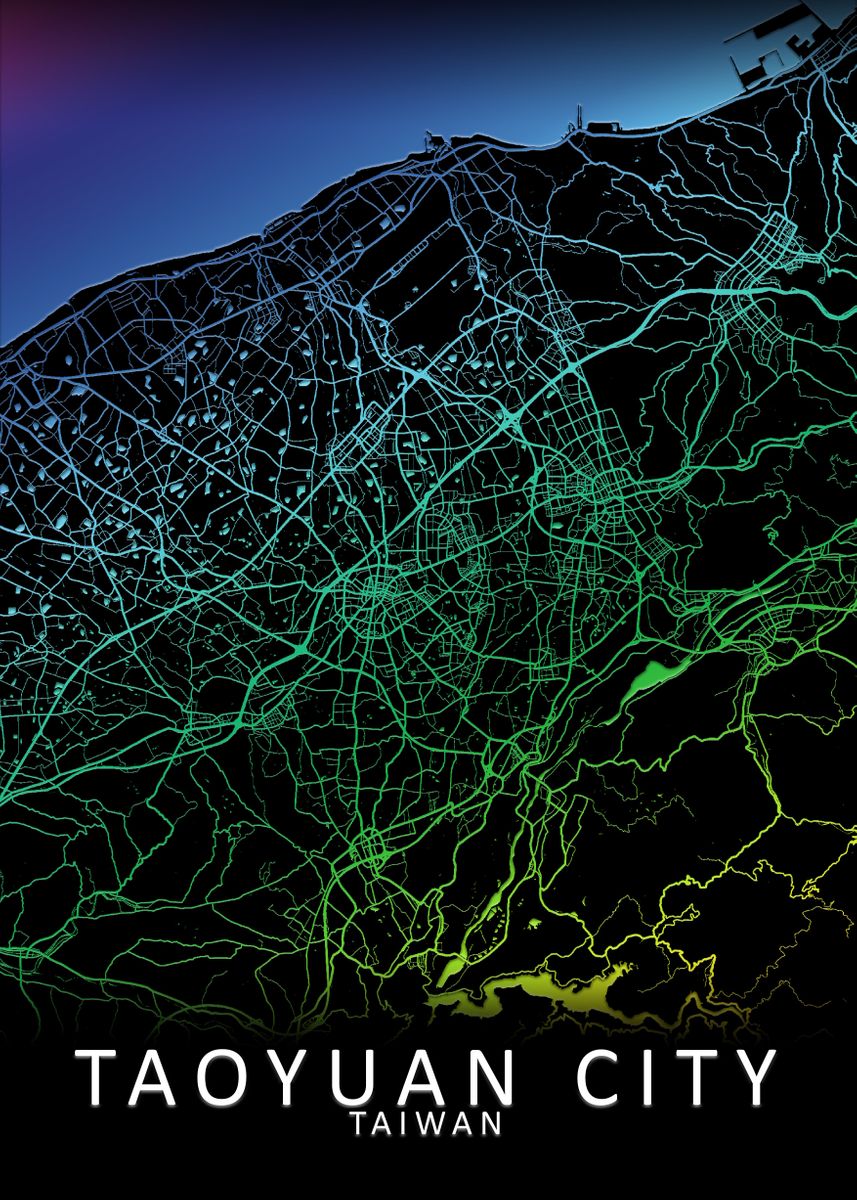 'Taoyuan City Taiwan Map' Poster by City Map Art Prints | Displate