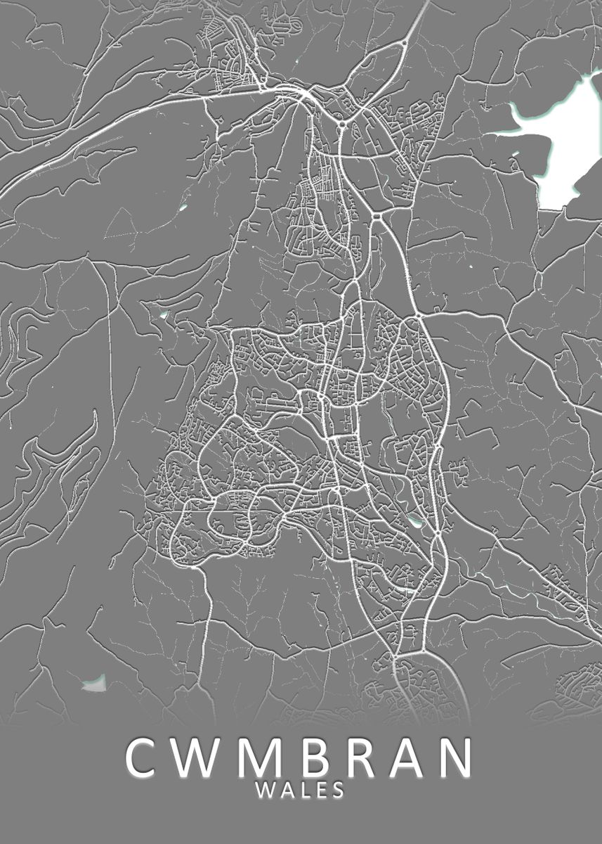 'Cwmbran Wales City Map' Poster, picture, metal print, paint by City ...