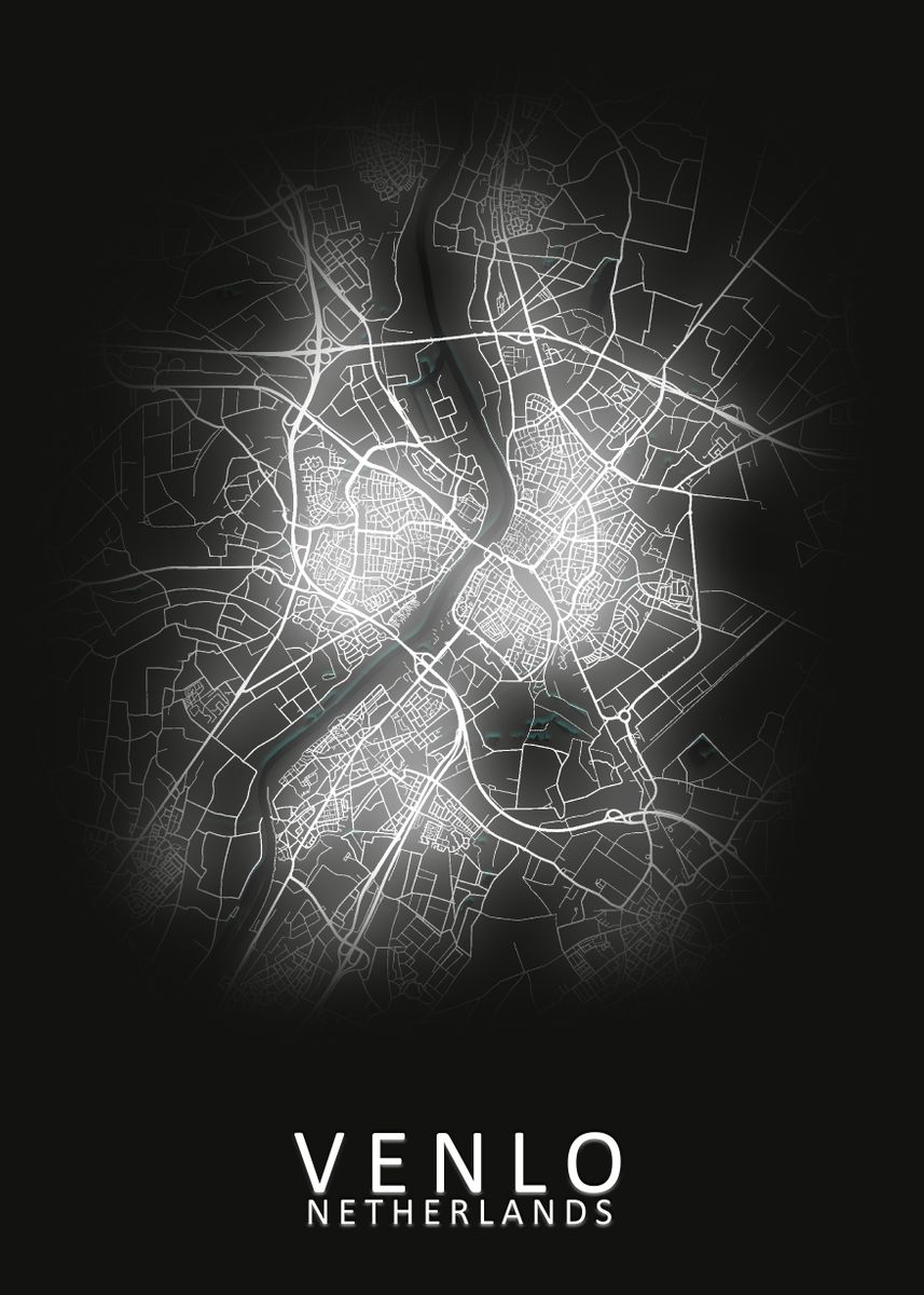 'Venlo Netherlands City Map' Poster, picture, metal print, paint by ...