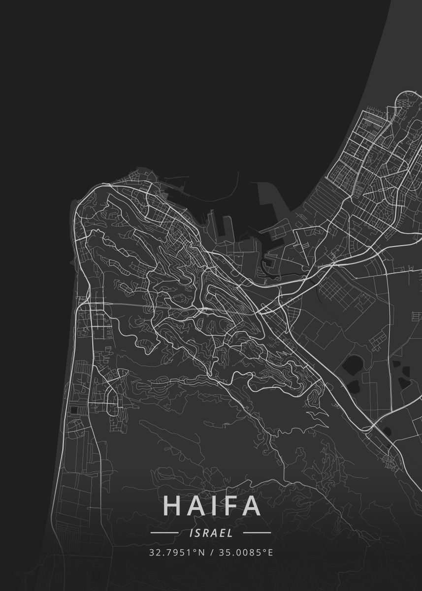 'Haifa Israel' Poster, picture, metal print, paint by Designer Map Art ...